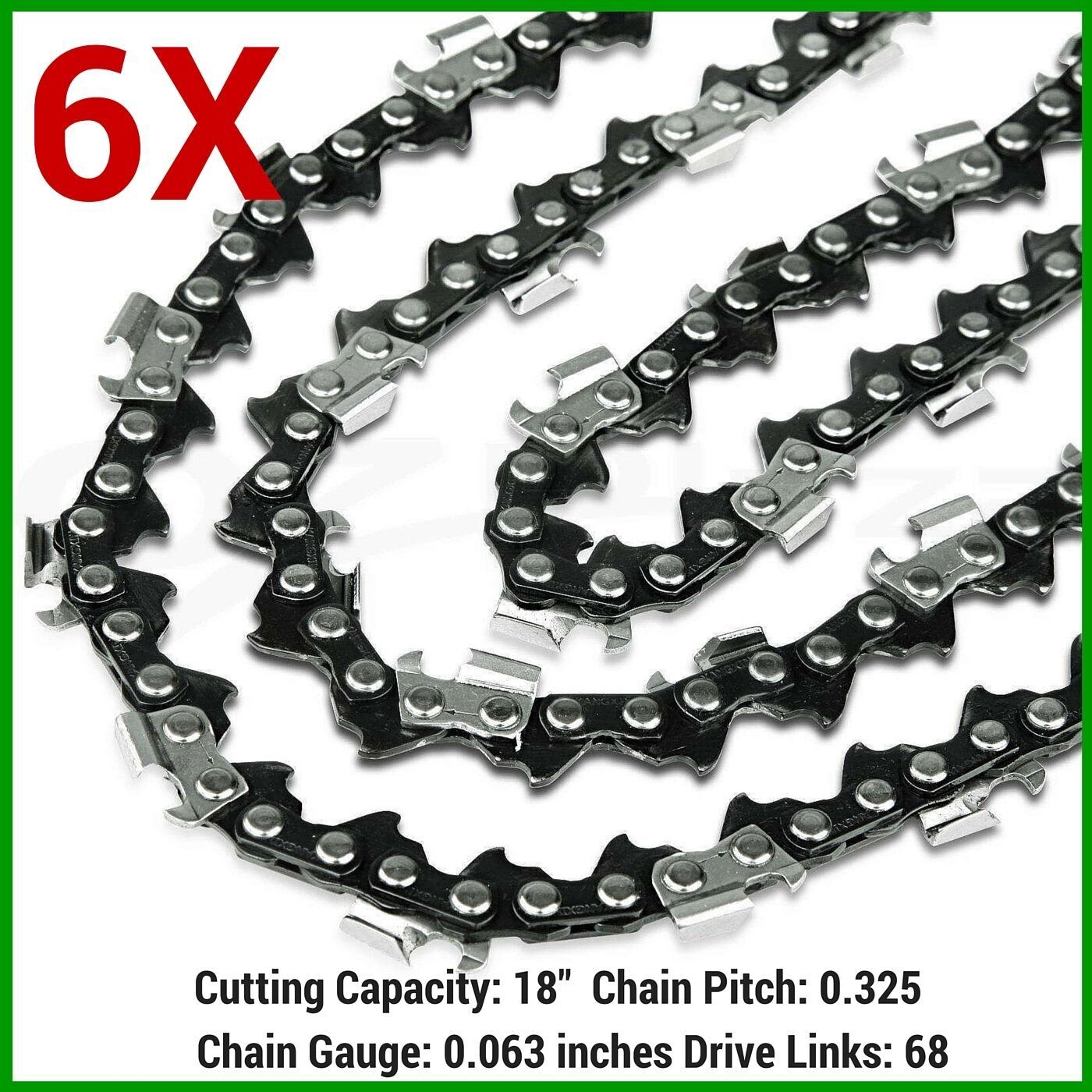 6X CHAINSAW CHAINS .325 063 68DL FOR STIHL 18" BAR MS250 MS251 MS230 ...