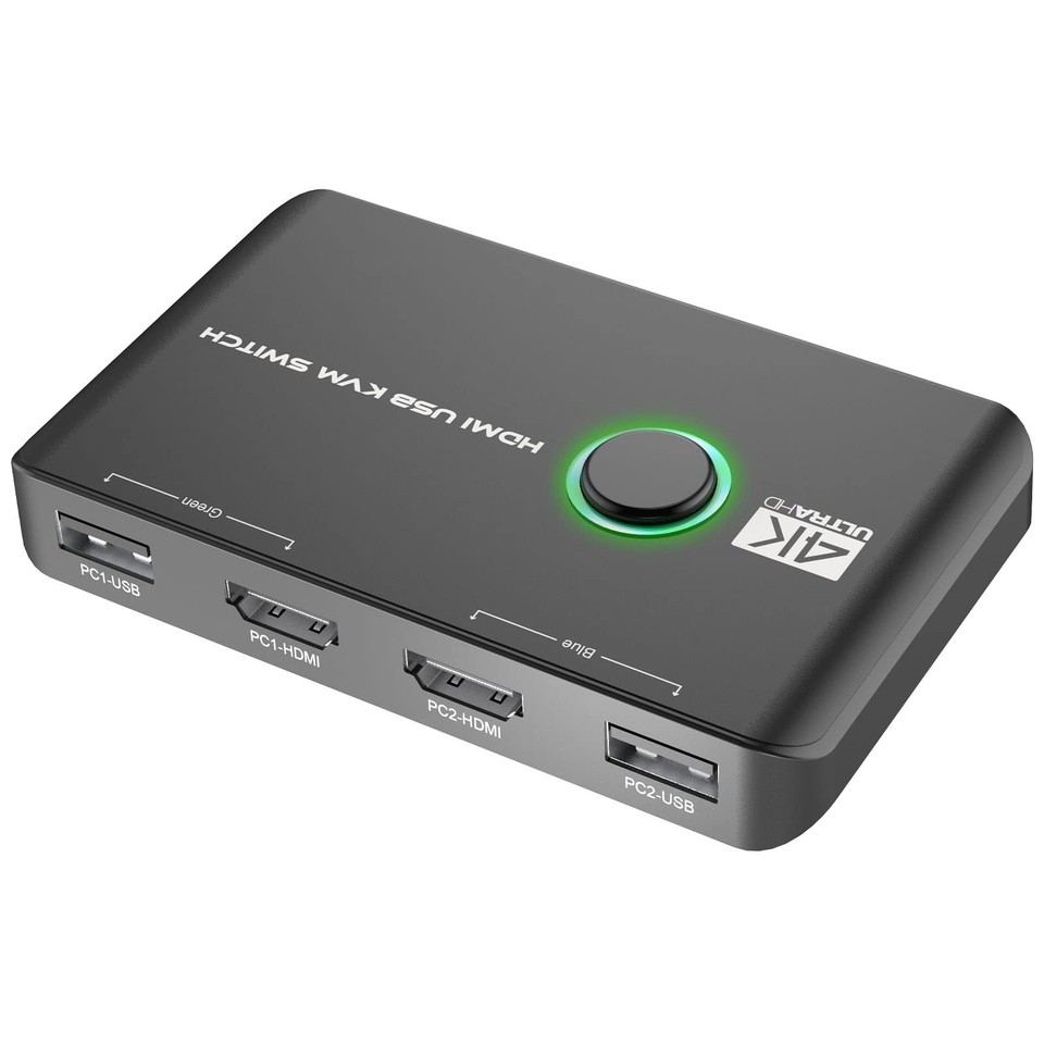 4K KVM Switch HDMI 2 Port Box, USB HDMI KVM Switches for 2 Computers ...