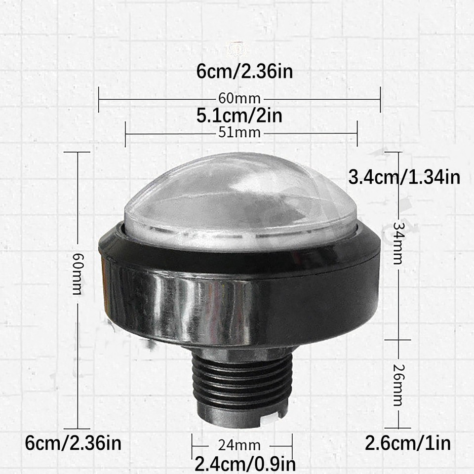 White 60mm Colorful Arcade Round Push Button Illumilated 12V LED Light ...
