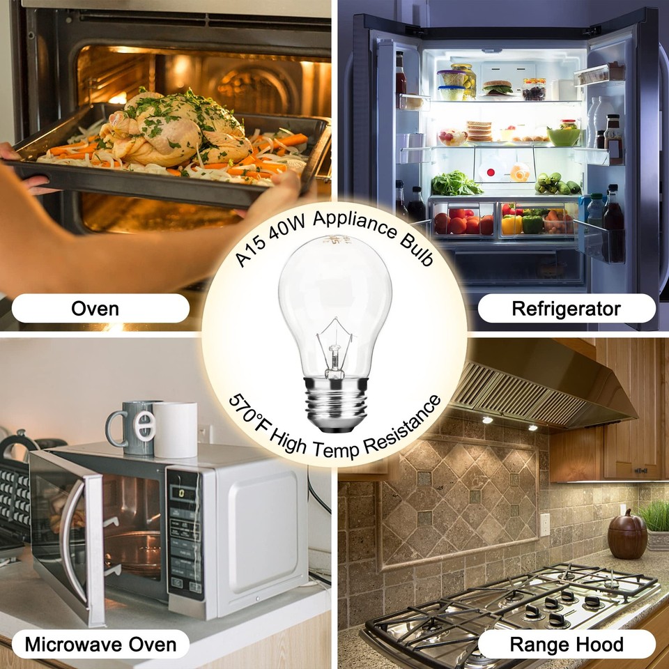 Appliance Oven Light Bulb A15 40W High Temperature 500 Degrees ...