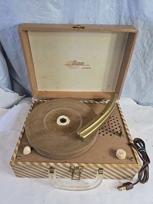 1960s Beam Portable Record Player Beige Tan Suitcase Turntable ...