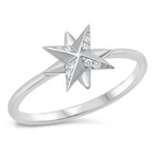 Star Windmill Ring Genuine Sterling Silver 925 Clear CZ Height 9 mm ...