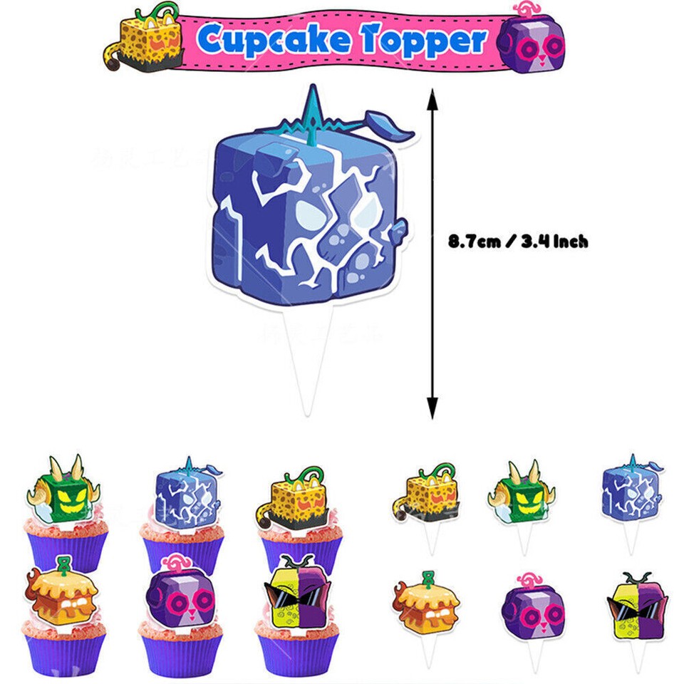Blox Fruits Birthday Supplies Set Banner Balloons Cake Toppers Kid ...