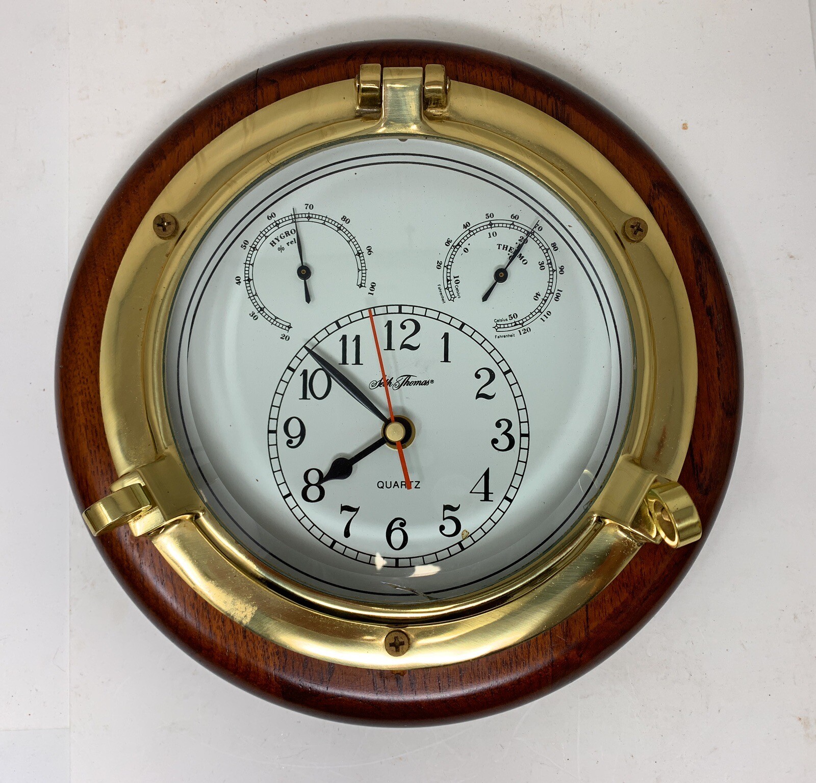 Seth Thomas 1046 Porthole Wall Clock with Hygro Thermo Gauges | eBay