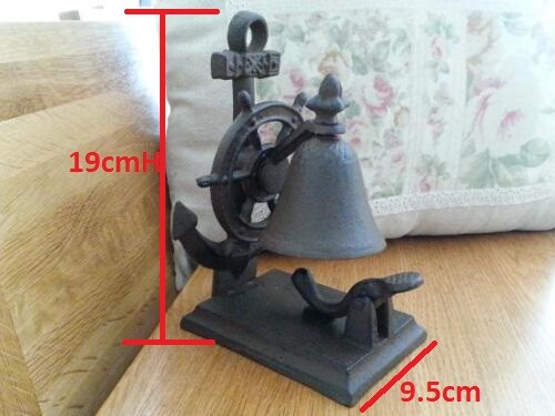 Nautical Ship Wheel Anchor Cast Iron Dinner Bell Reception Desk Table ...