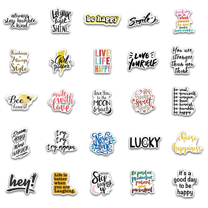50pcs inspirational English slogan stickers luggage laptop waterproof ...