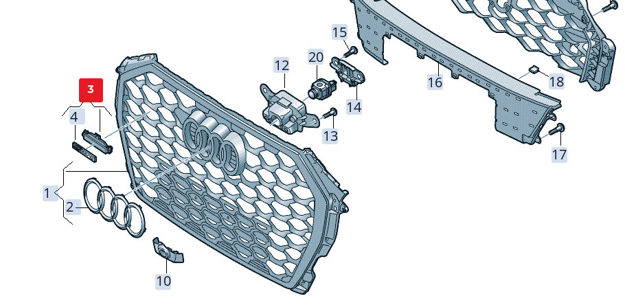 NEW AUDI Q3 F3 FRONT BUMPER RADIATOR GRILLE BADGE 83F8537369B9 | eBay