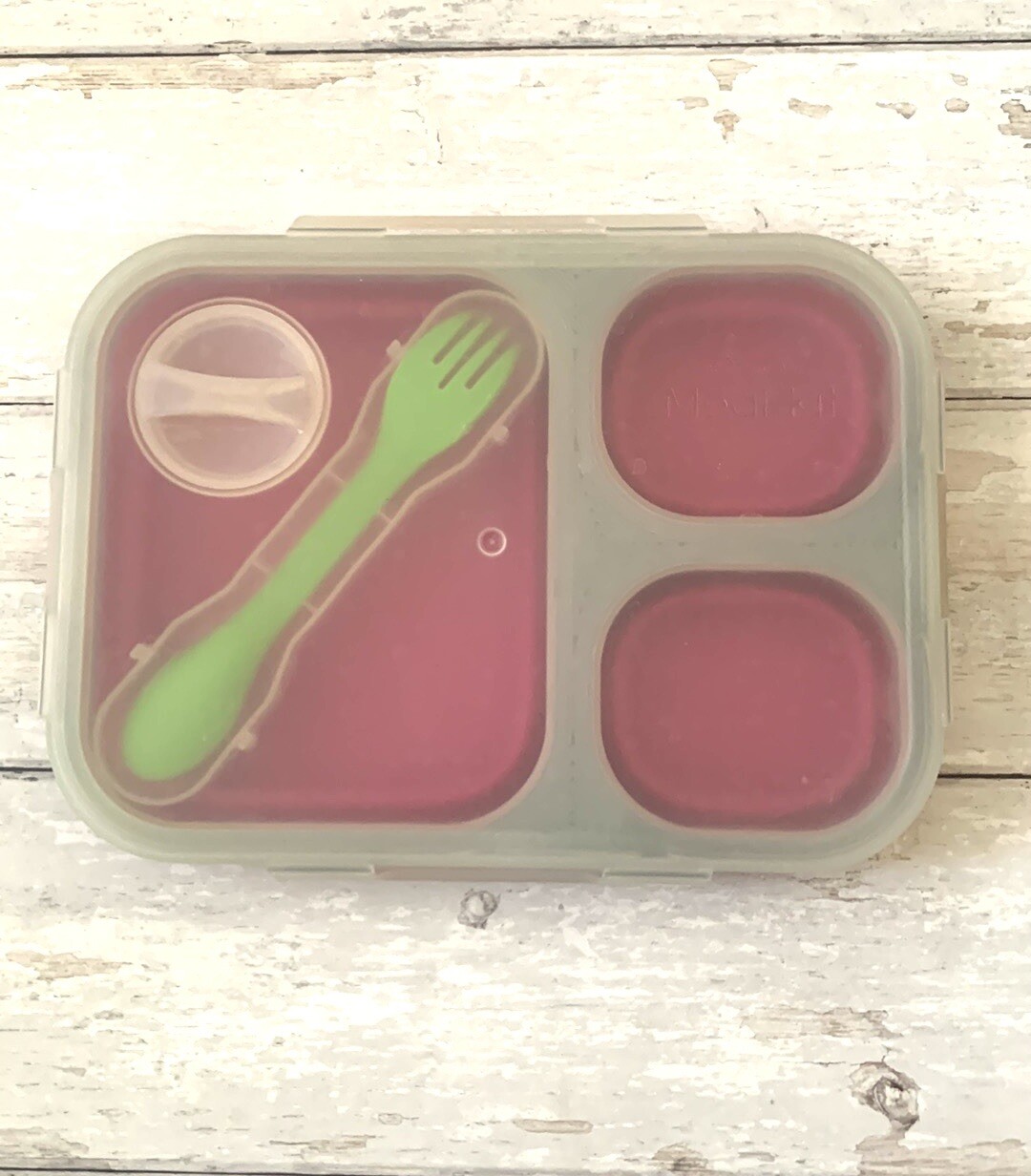 Eco Meal Kit Collapsible Divided Lunchbox Set Purple Pink w/ Lid Spoon ...