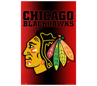 Rare CHICAGO BLACKHAWKS Official NHL Hockey Team Logo 22x34 Wall POSTER ...