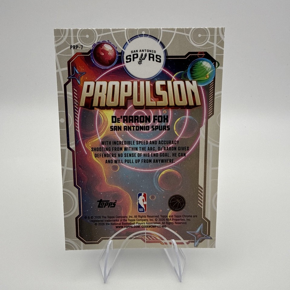 De'Aaron Fox 2025 Topps Cosmic Chrome #PRP-7 Purple Nebula Propulsion ...