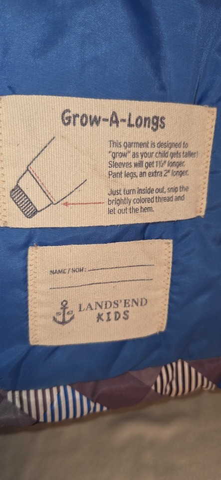 Lands End Boys M Jacket Coat Primaloft Blue Design Hood Cozy Soft Grow ...