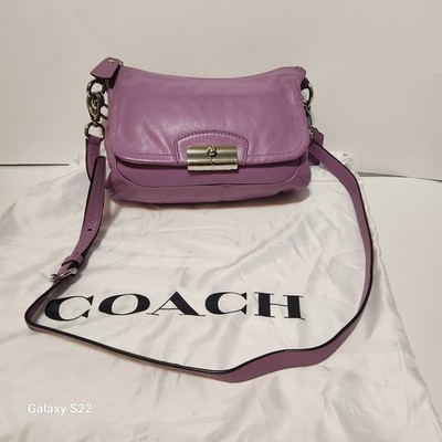 Vintage Coach Purple Shoulder Bag Silver Hardware Logo Tag Metal Clasp ...
