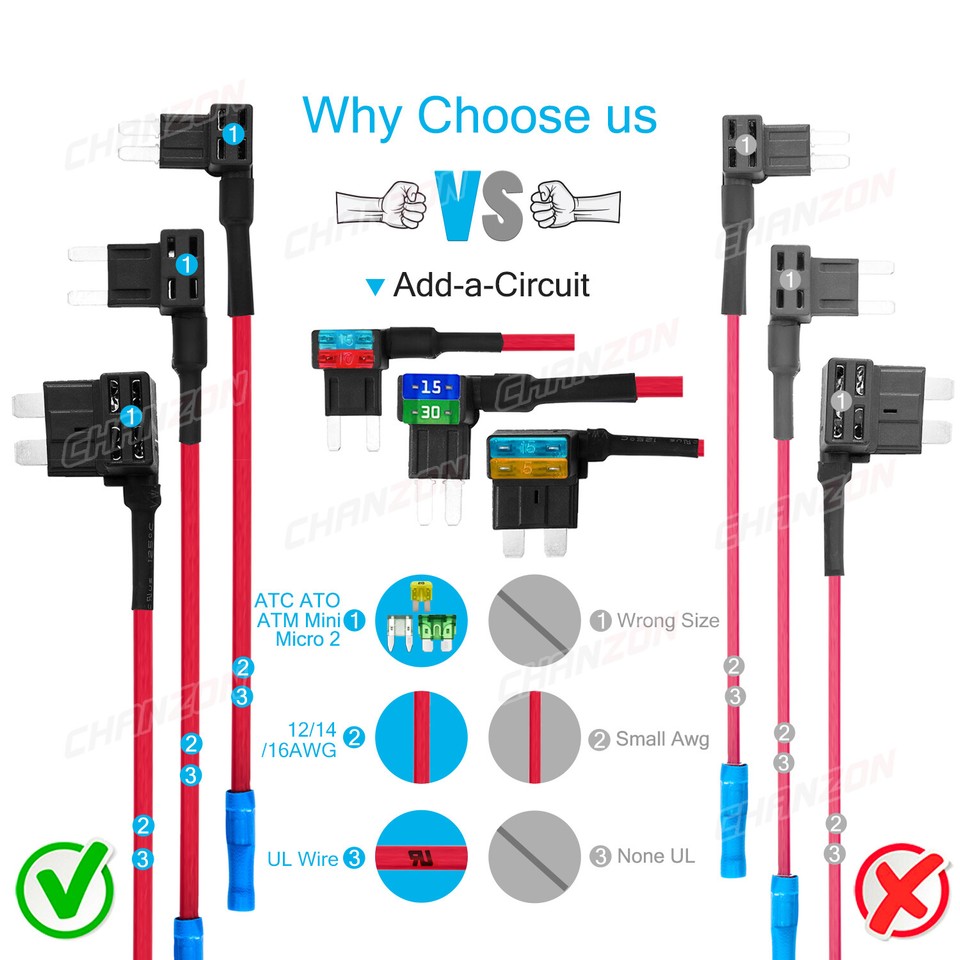 Auto Car Dual Fuse Block Tap Adapter Add-a-circuit Inline Holder ATC ...