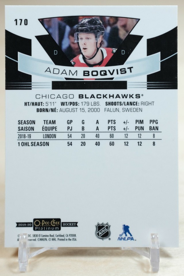 Adam Boqvist 2019-20 O-Pee-Chee OPC Platinum Marquee Rookie Chicago ...