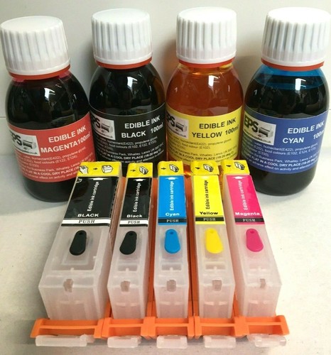 EPS Edible Ink Set & Refillable Cartridges Bundle Canon TS5050 TS5051 ...