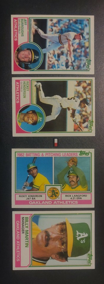 1983 TOPPS BASEBALL OAKLAND A'S TEAM SET HENDERSON MARTIN BURROUGHS NM ...