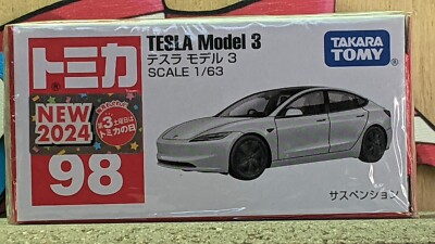 TOMICA #98 TESLA MODEL 3 1/63 SCALE [WYL] NEW IN BOX USA STOCK!!! | eBay