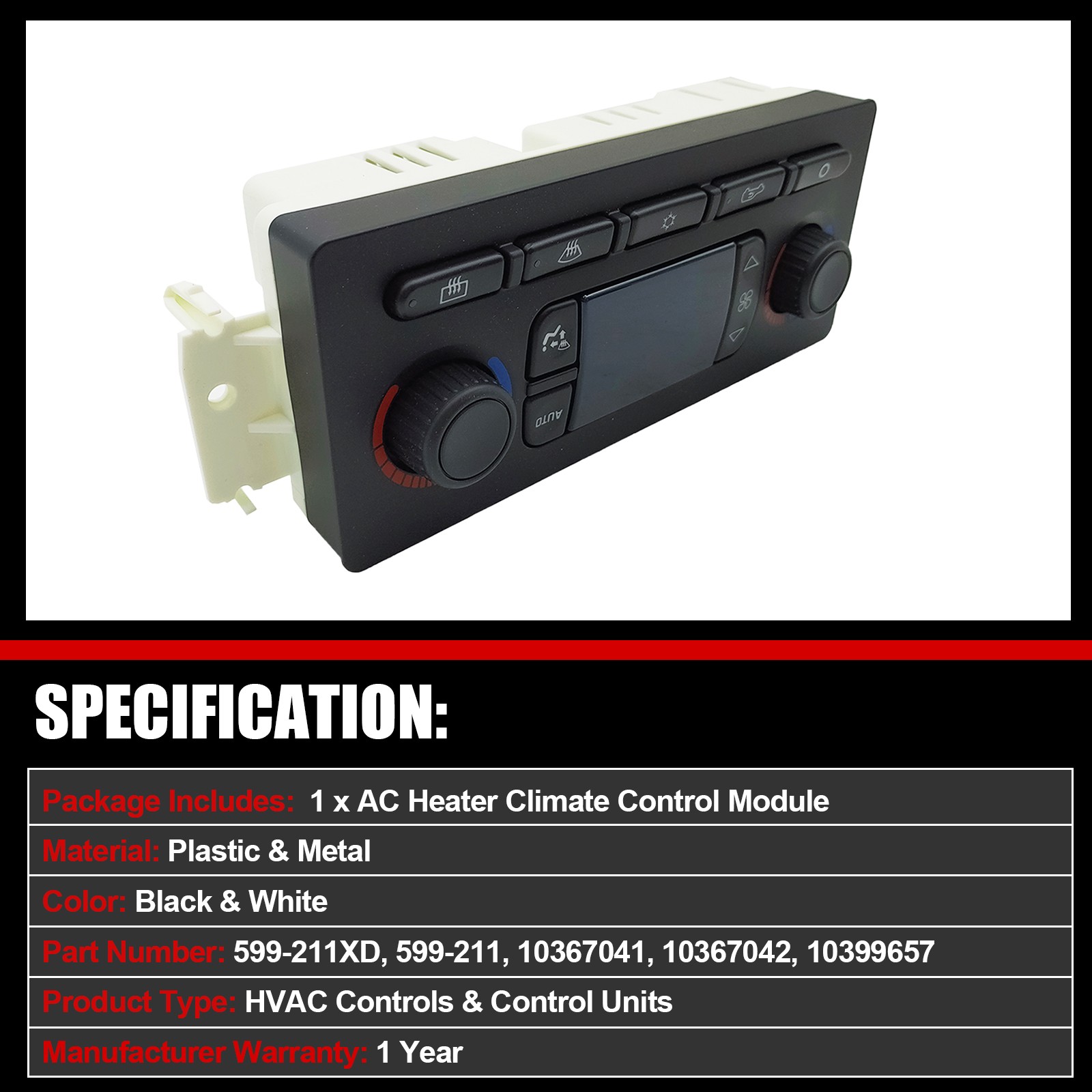 AC Heater Climate Control Module 599-211XD For GMC Yukon Chevrolet ...