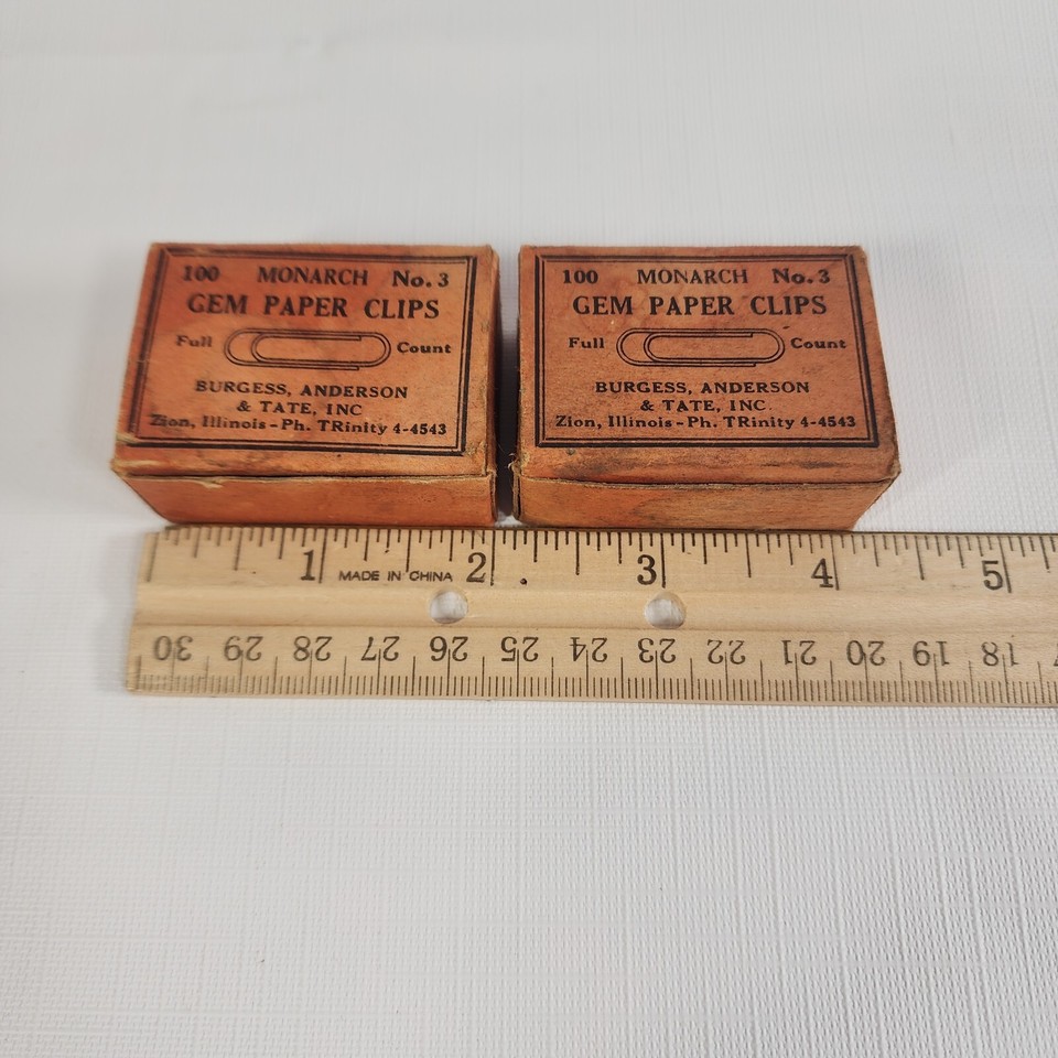 Lot of 2 Vintage MONARCH No 1 Gem Paper Clips in Box with Original ...