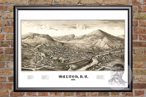 Vintage Walton, NY Map 1887 - Historic New York Art - Old Victorian ...
