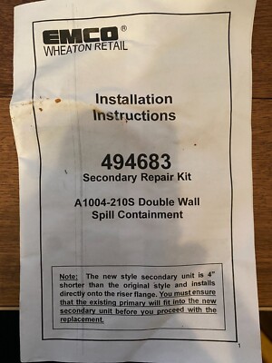 EMCO Wheaton Double Wall Spill Containment Secondary Repair Kit Parts U ...