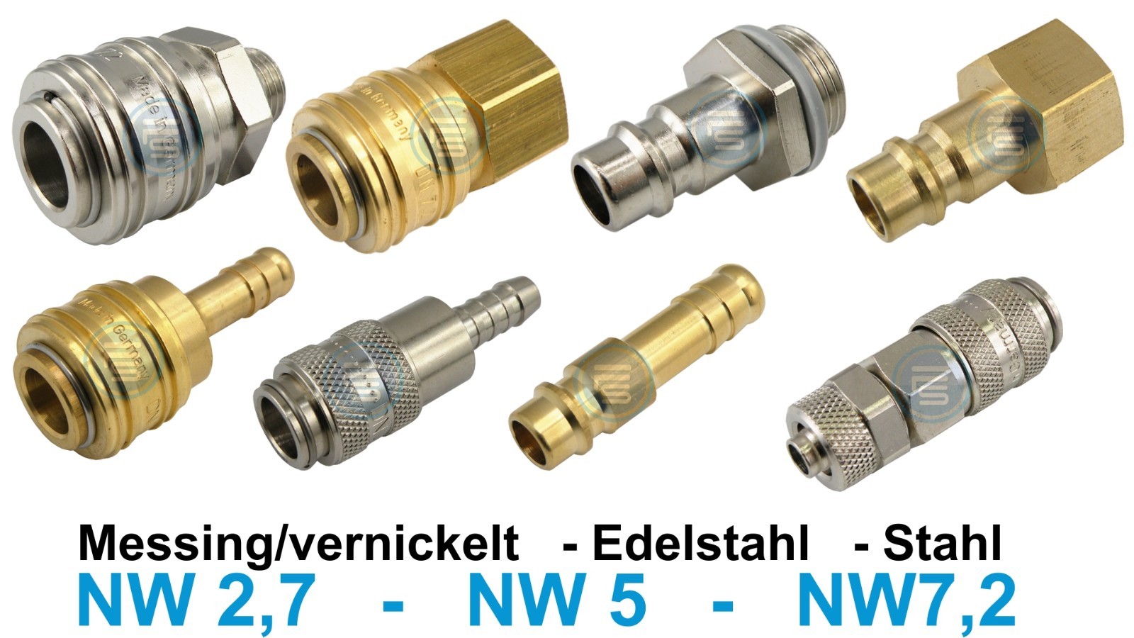 Druckluftkupplung Kupplungsstecker NW7,2 NW5 NW2,7 Messing/vernickelt ...