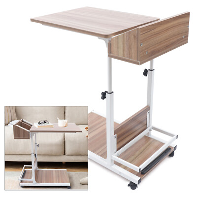 Adjustable Height Laptop Desk Rolling Bedside Table Computer Over Bed ...