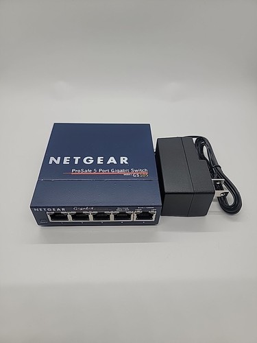 Netgear GS105 V5 Prosafe 5 Port Gigabit Switch WITH POWER ADAPTER Free ...