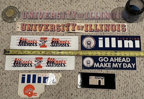 Vintage University Of Illinois Fighting Illini Bumper Stickers Lot ...