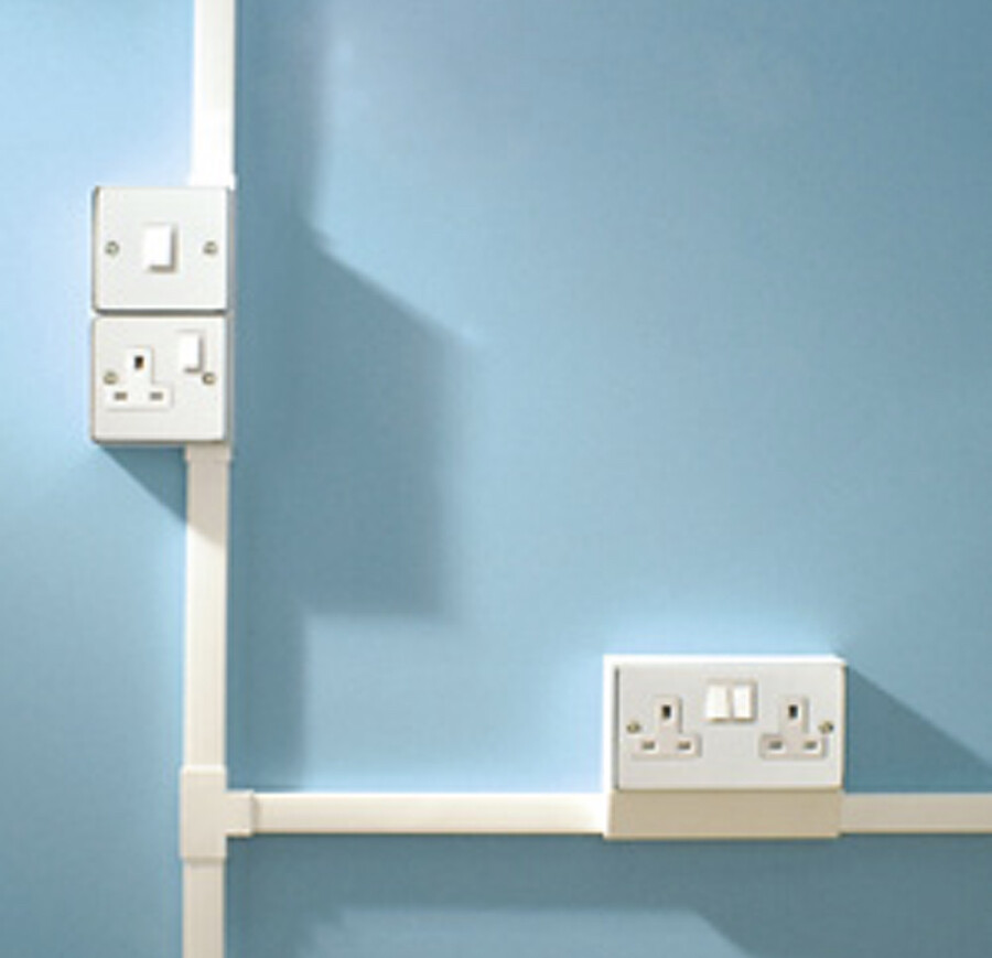 Electrical Cable Trunking PVC Wire Conduit Plastic Cover White - Mini ...