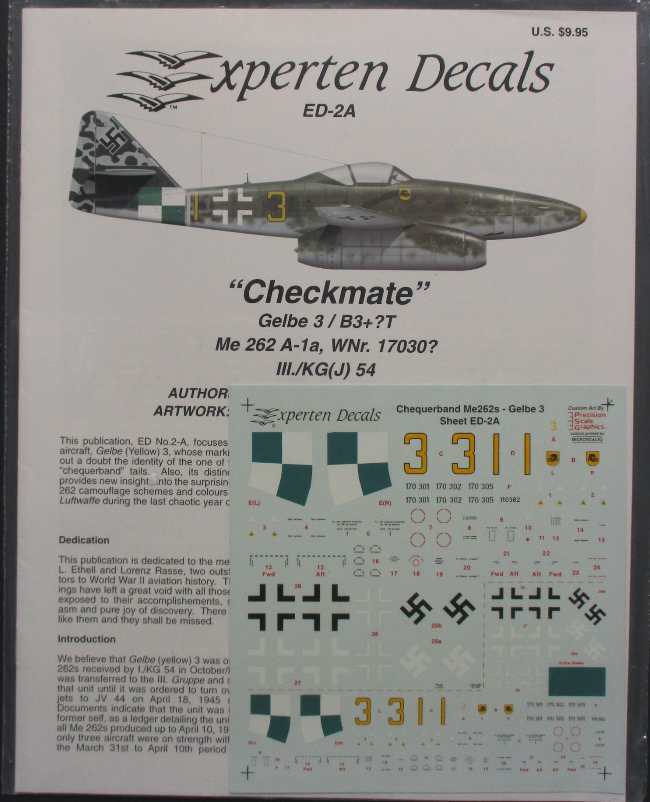 Experten Decals 1/48th Scale Me 262 A-1a Checkmate Sheet No. ED-2A | eBay