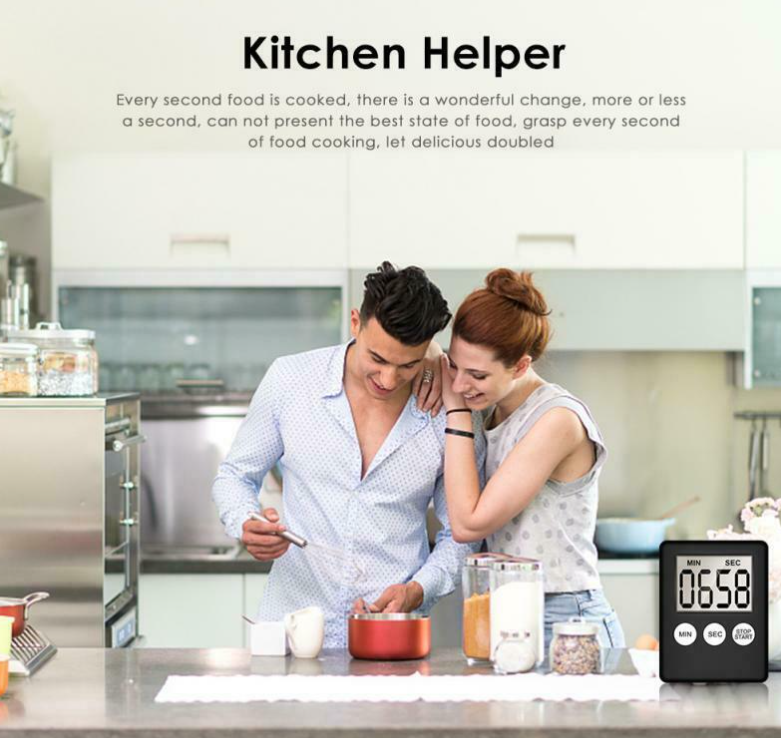 Large LCD Kitchen Cooking Digital Timer Count Down Up Clock Loud Alarm ...