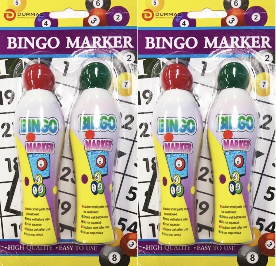 4 - 8 Packs Bingo Marker Pen Dabbers Dauber BingoMarkers Colours 2 Red ...