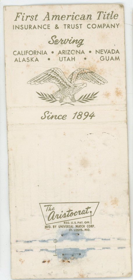 First American Title INSURANCE & TRUST COMPANY Matchbook Cover D-6 | eBay
