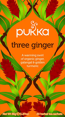 Pukka Three Ginger Tea - Ginger, Galangal & Golden Turmeric 20 Teabags ...