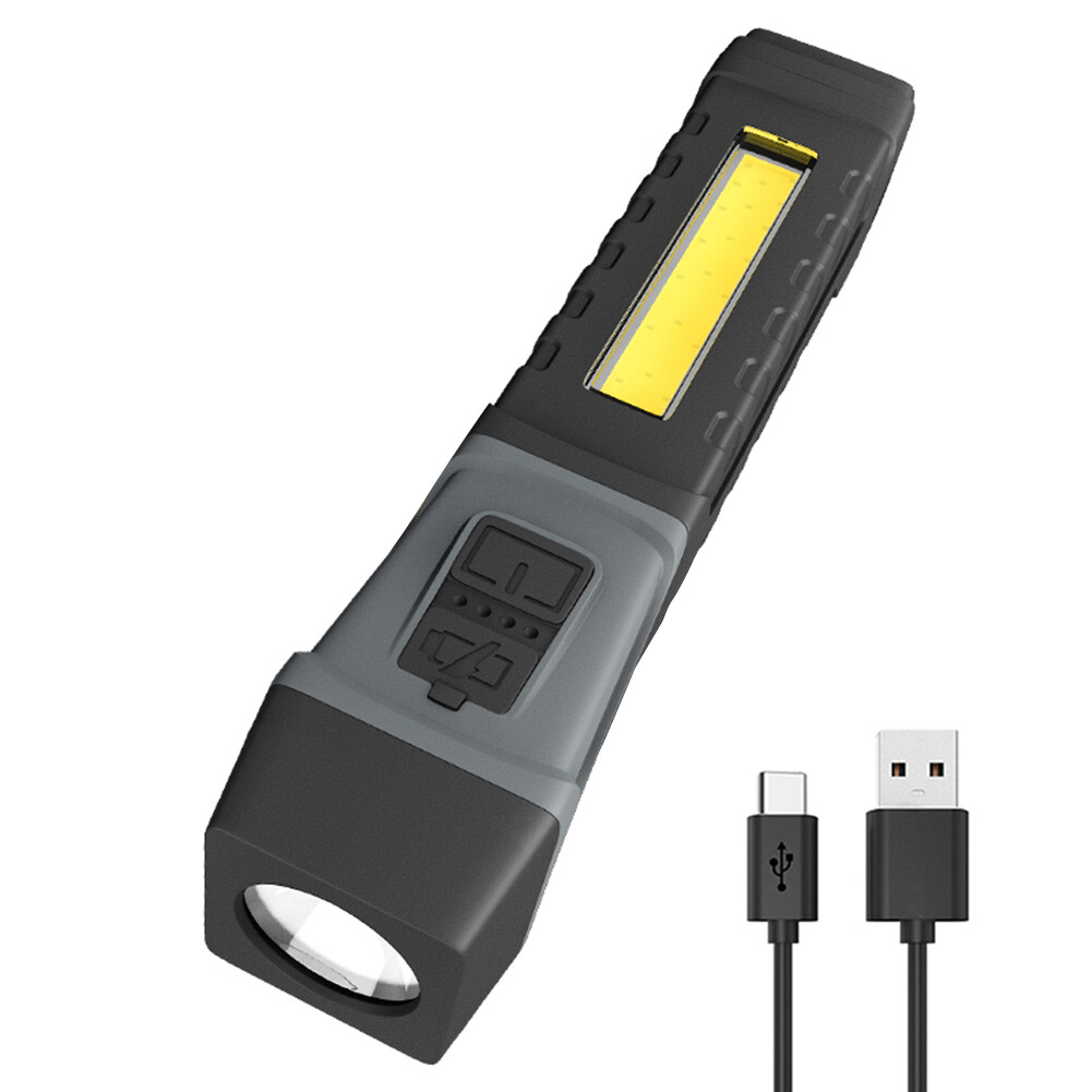 LED COB Flashlights Rotatable Type-C USB Rechargeable 800mAh IPX4 for ...