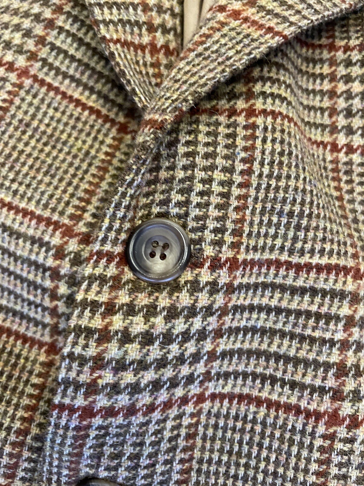 Faconnable Made in Italy Vintage Leather Trim Wool Check Tweed 3-Button ...