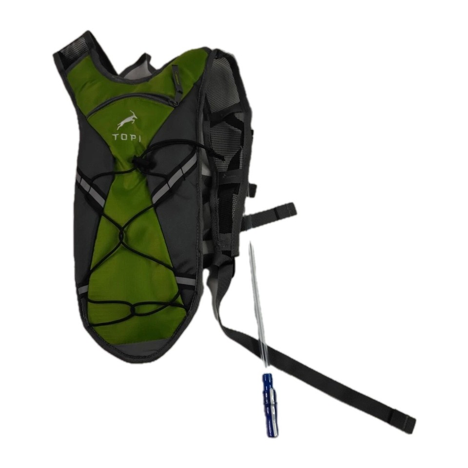 Topi Hydration Green/Grey Adjustable Straps 2L Backpack Hiking Carry ...