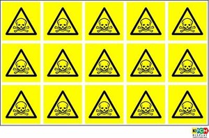 Danger Toxic poisonous signs - Self adhesive stickers 50mm x 50mm Pack ...