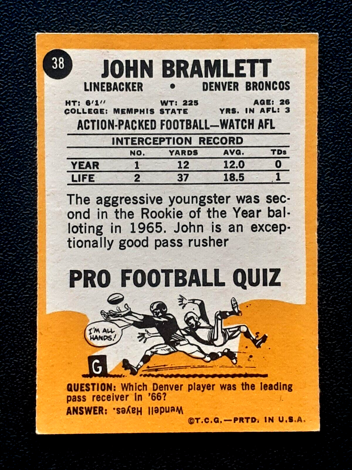 JOHN BRAMLETT RC 1967 TOPPS 67 NO 38 EX+ 51565 | eBay