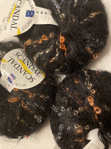 Scandal Milan Tricot Mohair Yarn 9 Skeins Made in France Black with ...