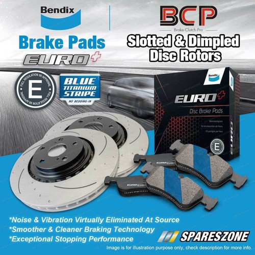 Front Slotted Rotor Bendix Euro Brake Pads for Mercedes Benz C180 W202 ...
