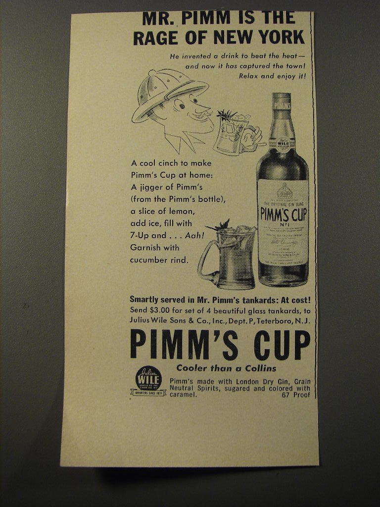 1953 Pimm's Cup Ad - Mr. Pimm is the rage of New York | eBay
