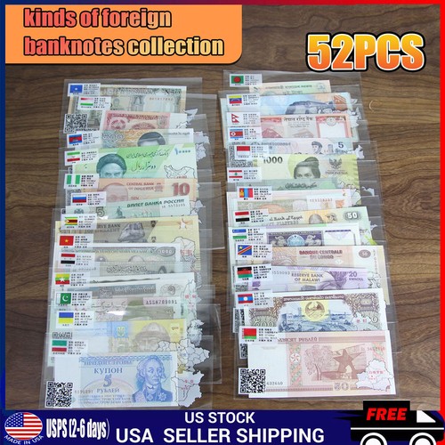 Wholesale Lot 52 Pcs Different Foreign Paper Money World Banknotes ...