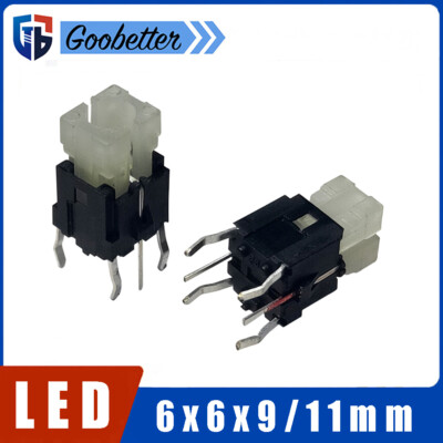 6x6x9/11mm LED Illuminated Switch Momentary Push Button Tactile SPST ...