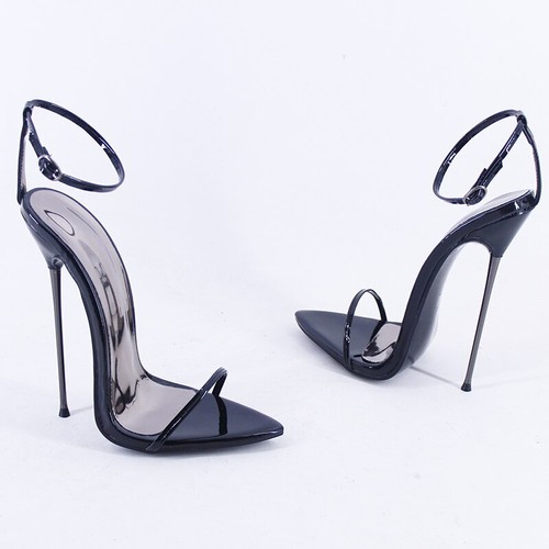 Super high heel BARELY THERE SANDAL metal stiletto thin heel fetish ...