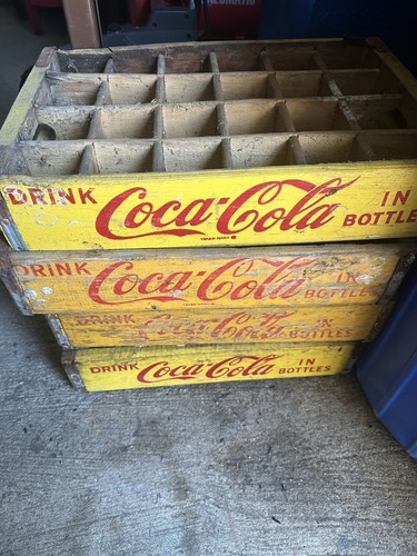 Vintage Drink Coca-Cola Yellow Wooden Case Box 24 Bottle Coke Soda ...