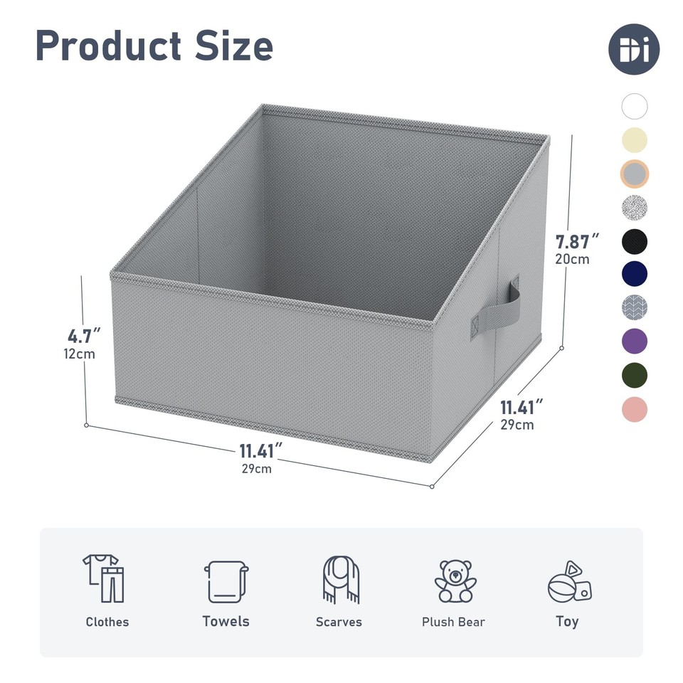 6 PCS Trapezoid Storage Bins for Closet Fabric Storage Baskets Grey | eBay