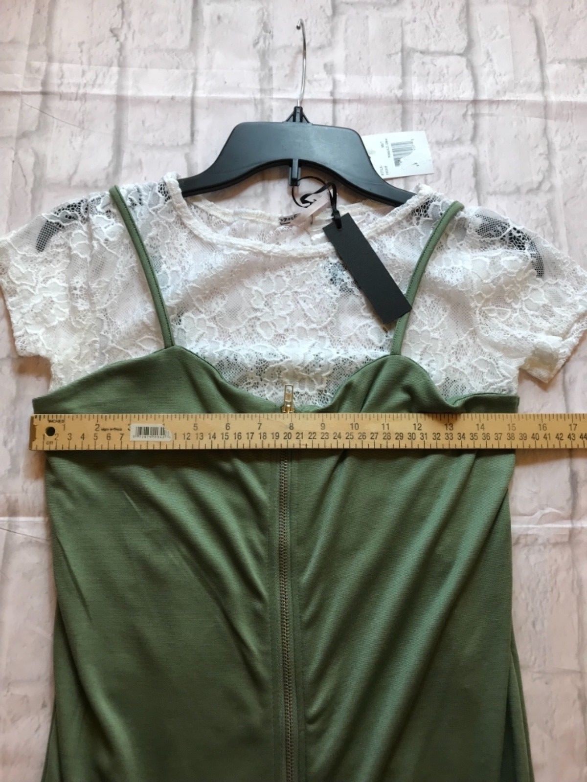 Poof Apparel Lace Top Olive Green Dress Jumper Womens Size Medium New ...