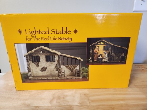 The Real Life Nativity Lighted Stable Light-Up Manger for Nativity ...